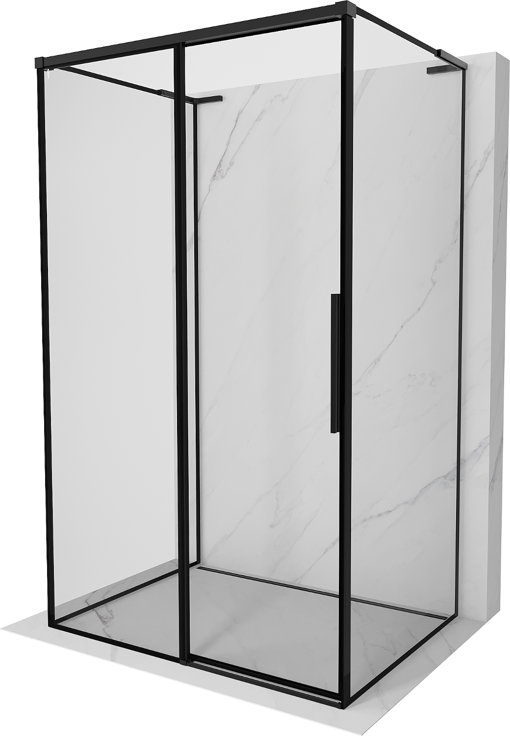 Mexen Rox-3S L cabine de douche à 3 parois coulissante gauche 135 x 70 cm, cadre noir, noir ...