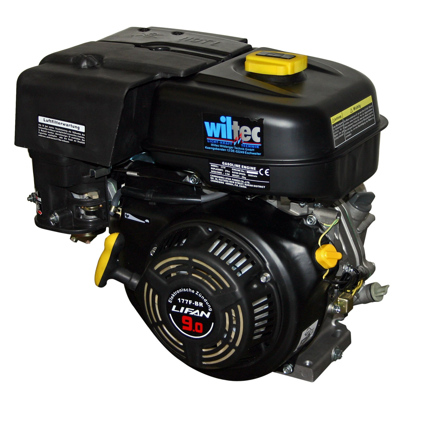 LIFAN 177 Motore a benzina 4 tempi, 1 cilindro OHV, 6,6 kW 9 CV 22 mm ...