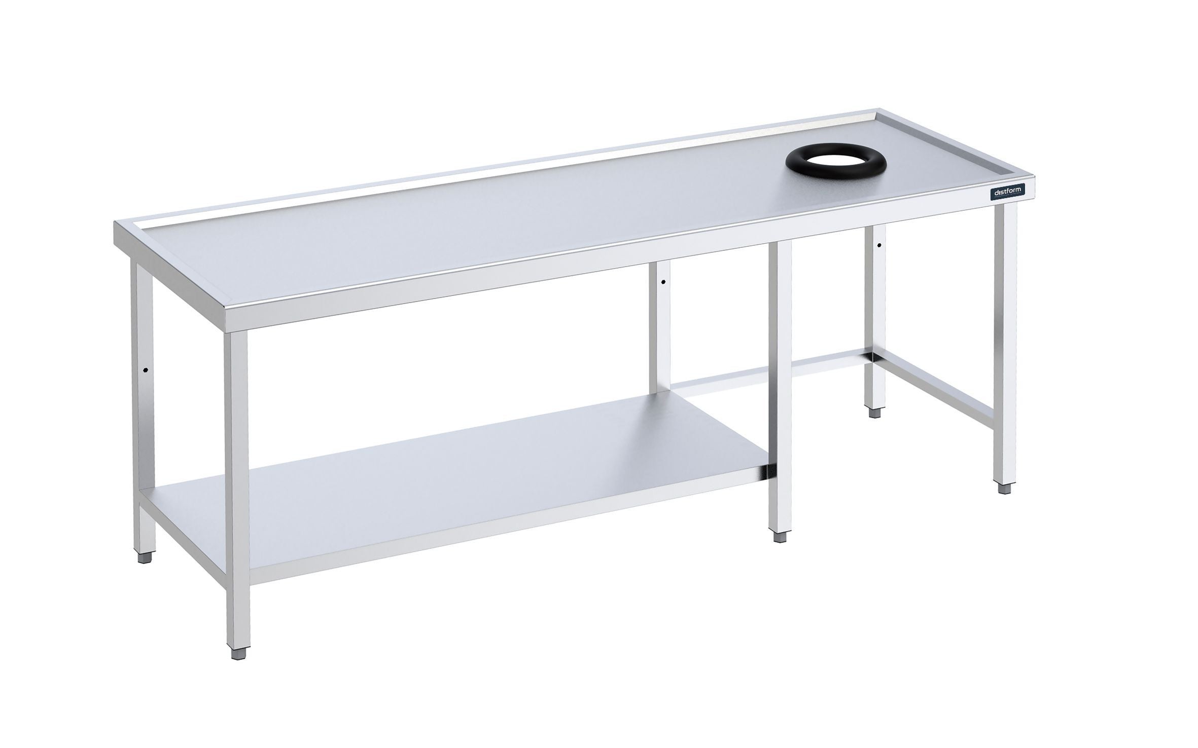 Table avec Trou Vide-Déchets en Inox avec Demi-Étagère - Distform ...