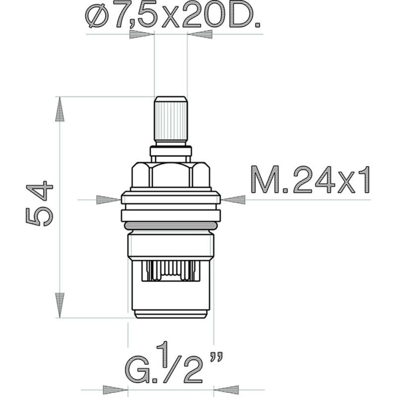 Vitone ceramico da 1/2" Sinistro 90° per rubinetti CISAL ZZ92906021 ...
