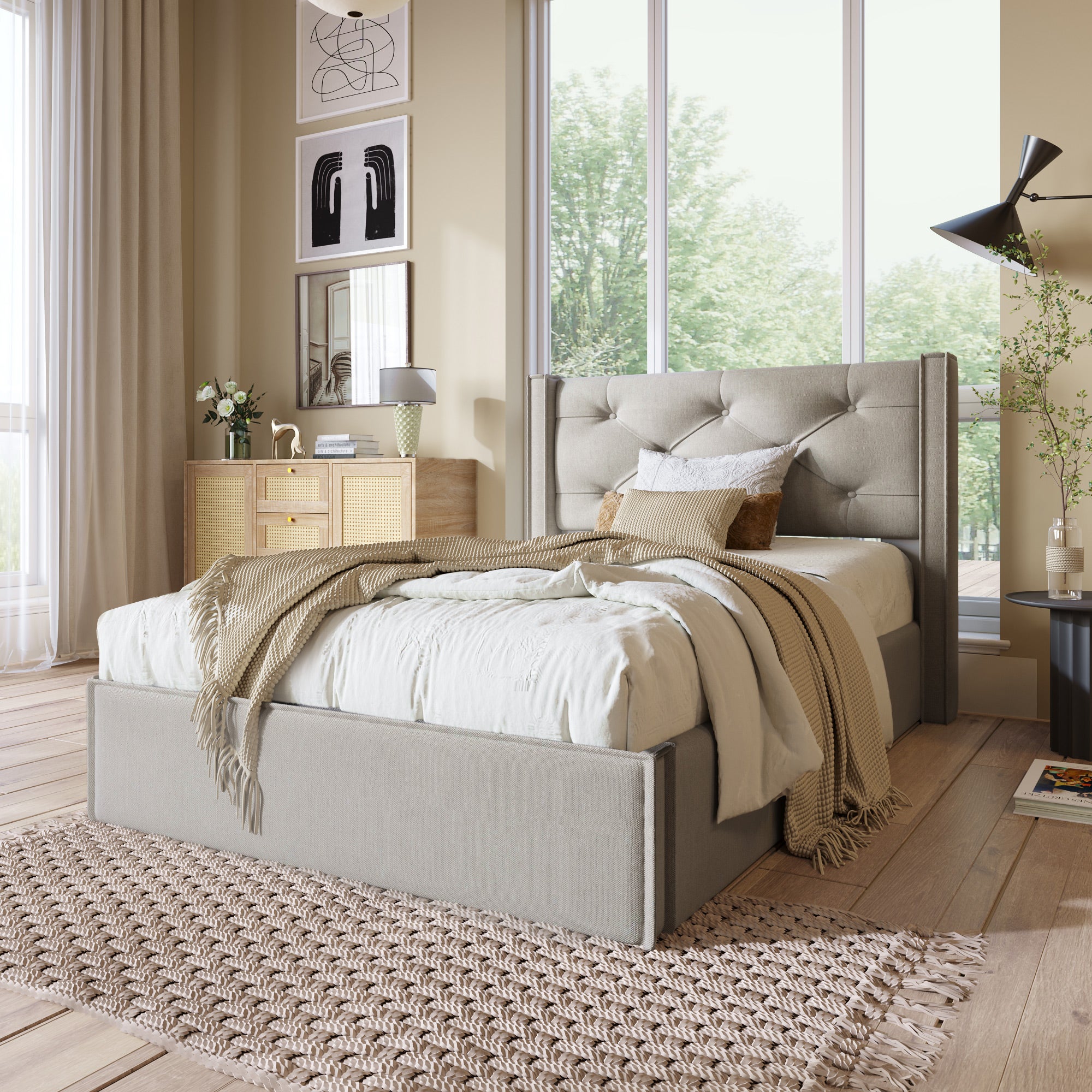 Cama de almacenamiento hidráulica 90x200cm somier metal moderno con ...