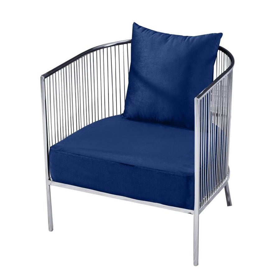 Sillón DKD Home Decor Poliéster Acero Azul marino (66 x 69 x 70 cm ...