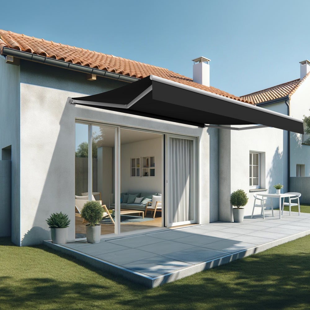 Store banne loggia LIEBE 3.00 x 2.00m (Manuel - Toile : Gris foncé ...