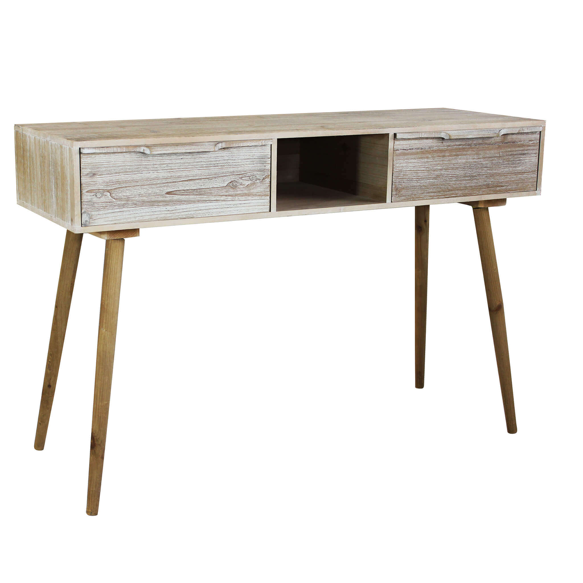 Table de console interne avec 2 tiroirs en bois Paulownia 120x40x80h cm ...