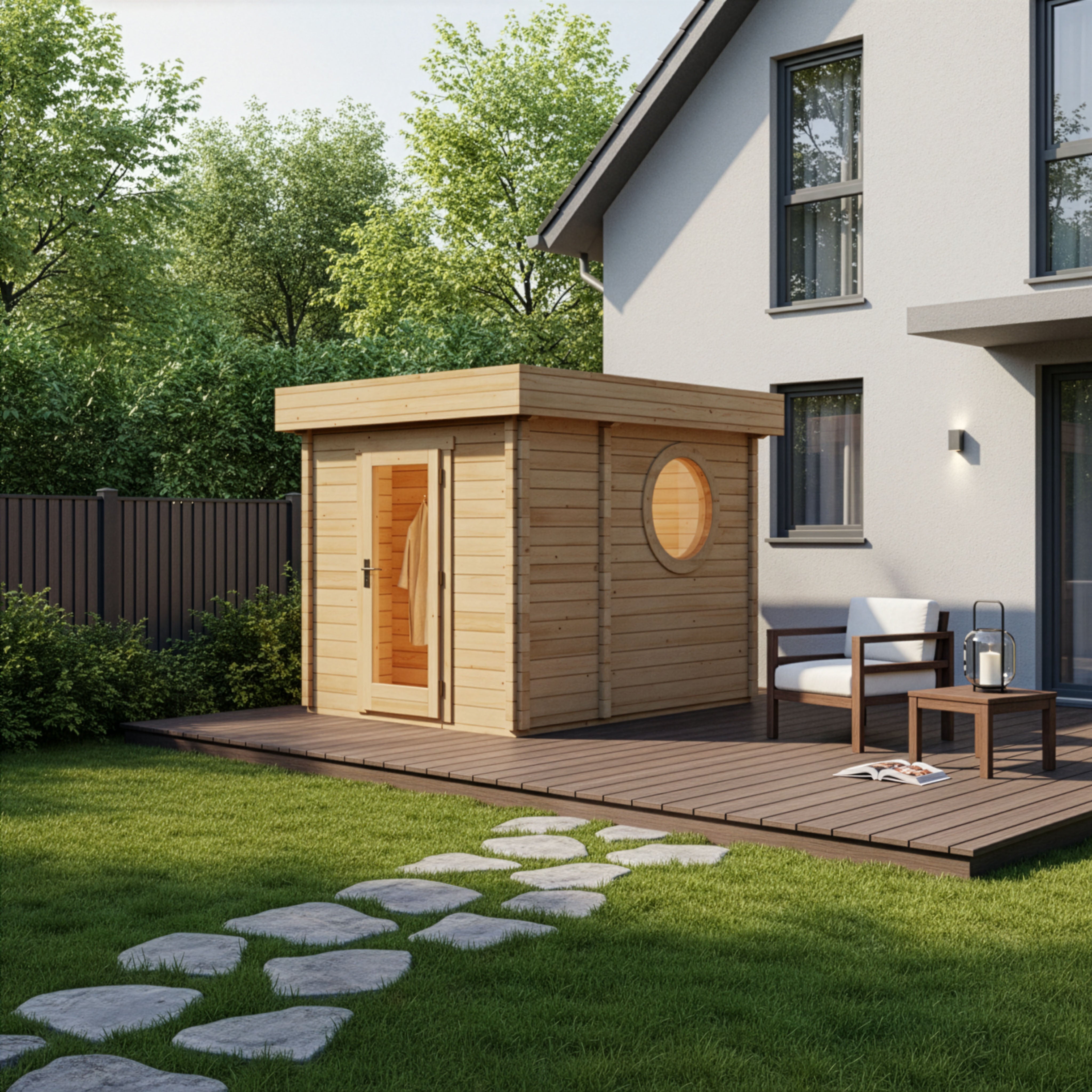 Sauna extérieur Cubus - 70 B FinnTherm, 2.6x3.2m dim. ext. (cas échéant ...