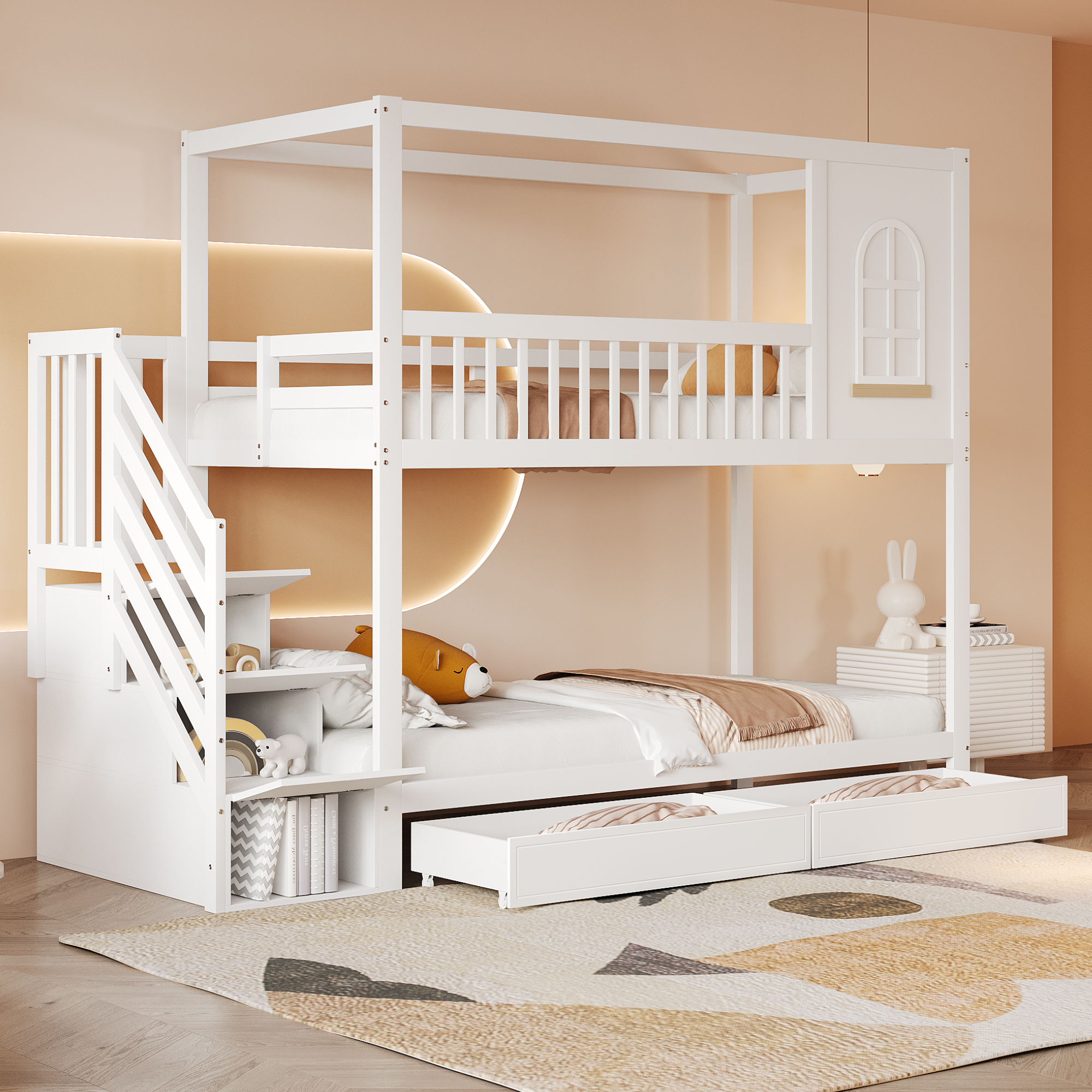 Letto a Castello Infantile 90x200cm, Legno Massiccio, Design di Casa ...