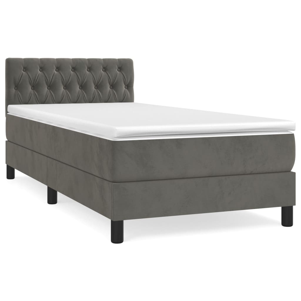 Lit simple | Lit adulte | Sommier à lattes de lit et matelas Gris foncé ...