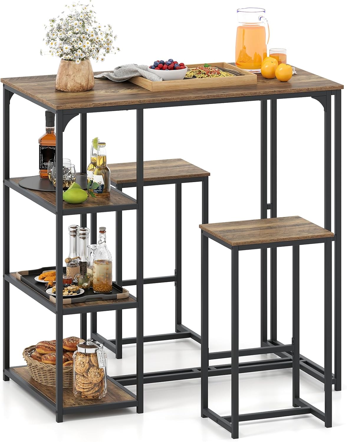 Table de bar avec tabourets de bar, table de bar, table de cuisine ...