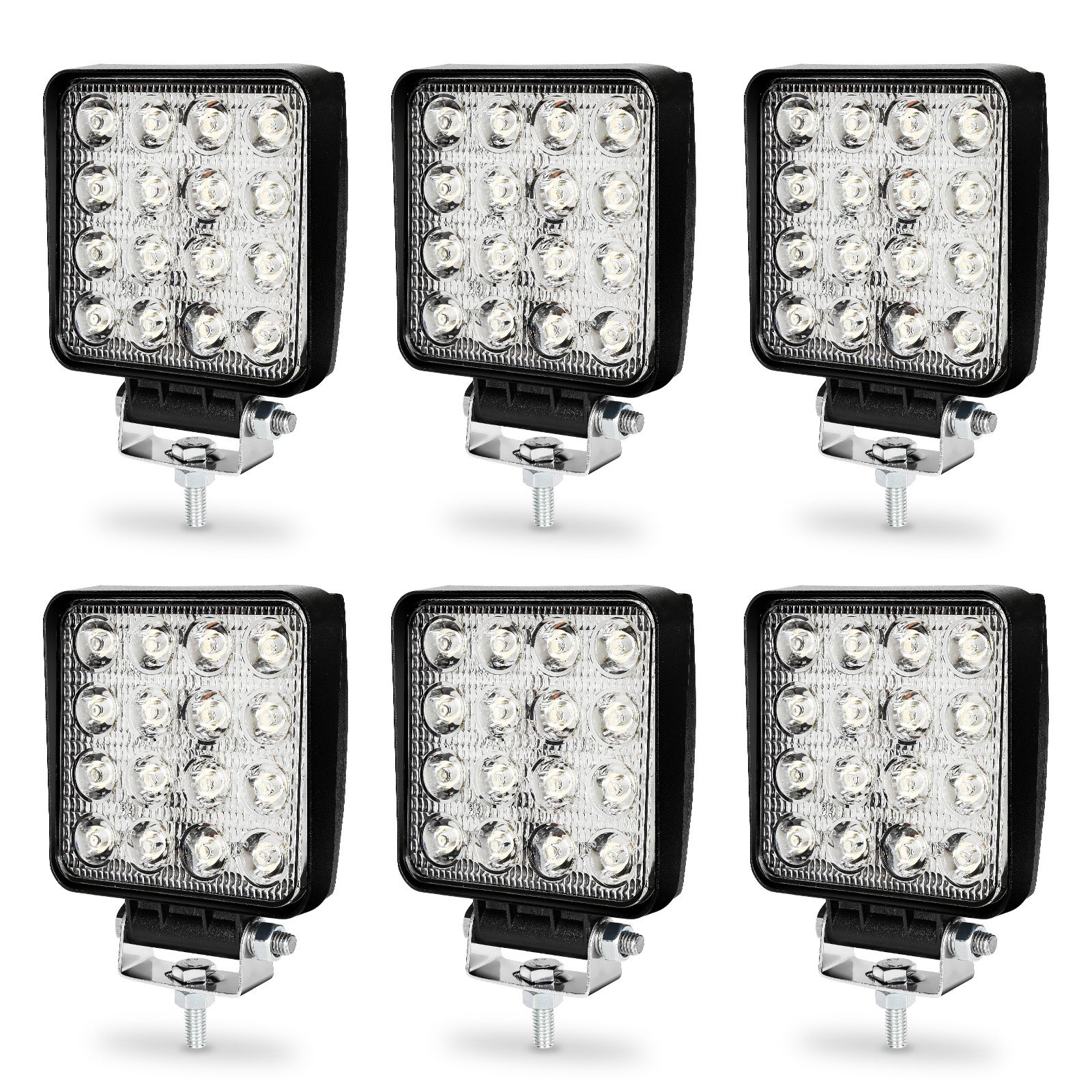 6 Focos 48W Cuadrado Led Luz De Trabajo 16 Led 3W Profundidad Auto ...