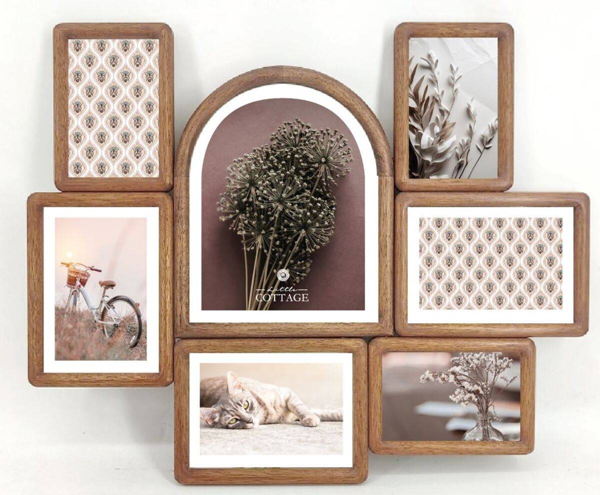 Pêle-mêle bois Felisa 7 photos - Atmosphera créateur d'intérieur | Leroy Merlin