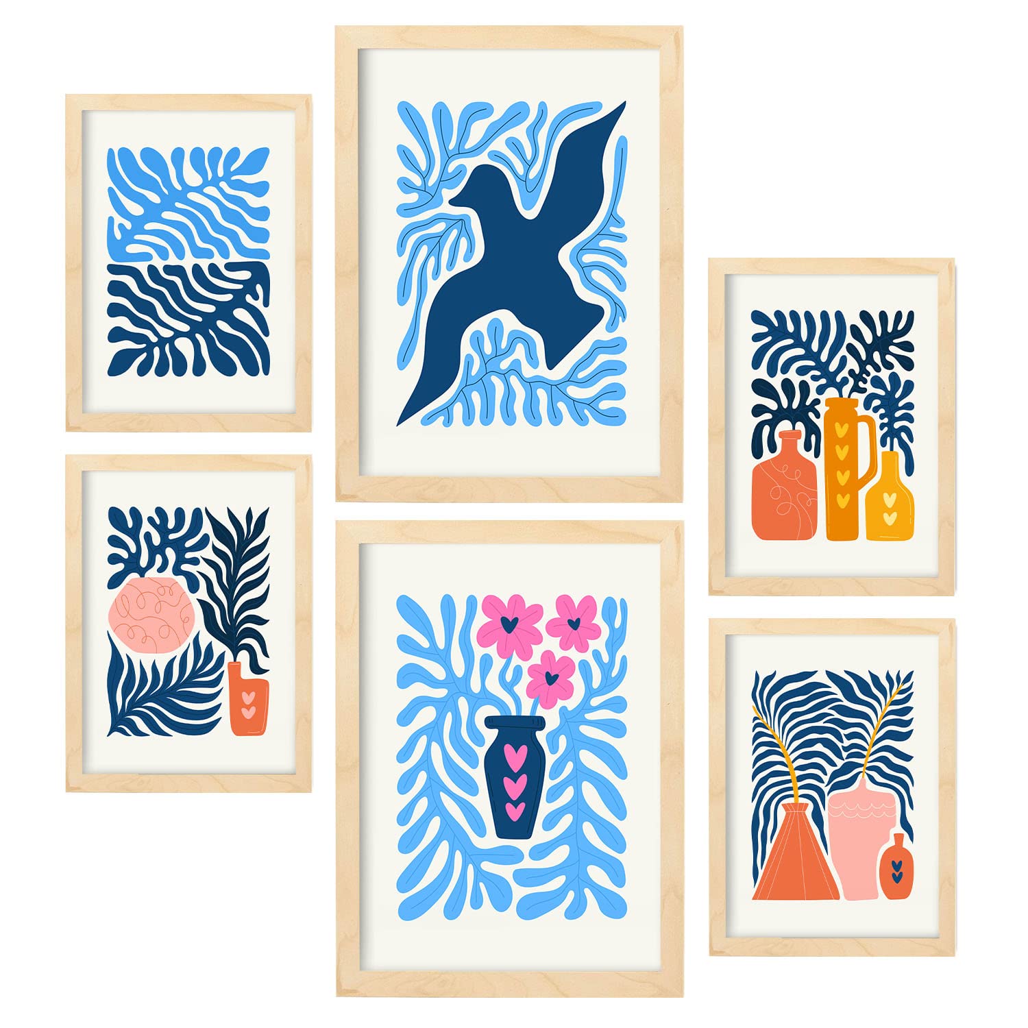 Nacnic Set De 6 Posters Minimalismo En Colores Vibrantes Hojas Azules ...