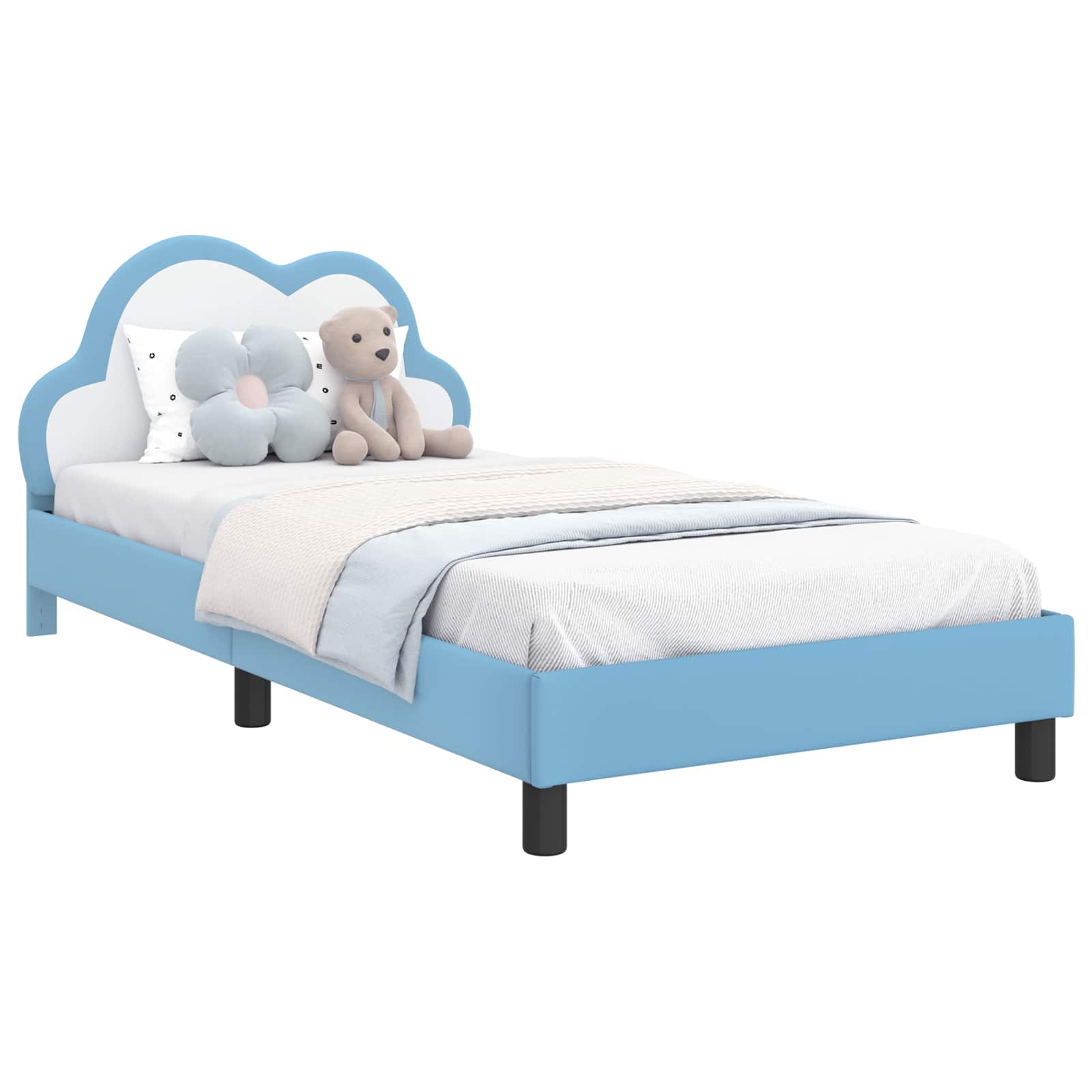 Cama para niños con cabecero Azul 90 x 200 cm PU | Leroy Merlin