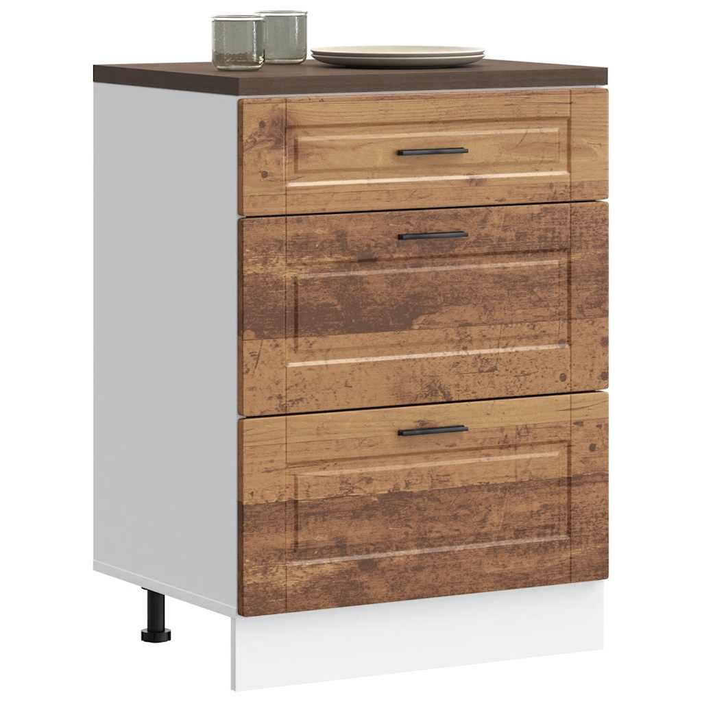 Mueble bajo de cocina porto madera vieja madera reconstituida | Leroy ...