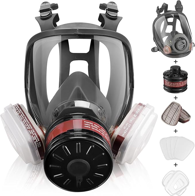 Masque intégral à gaz – Masque respiratoire réutilisable à gaz de survie nucléaire et chimique ...