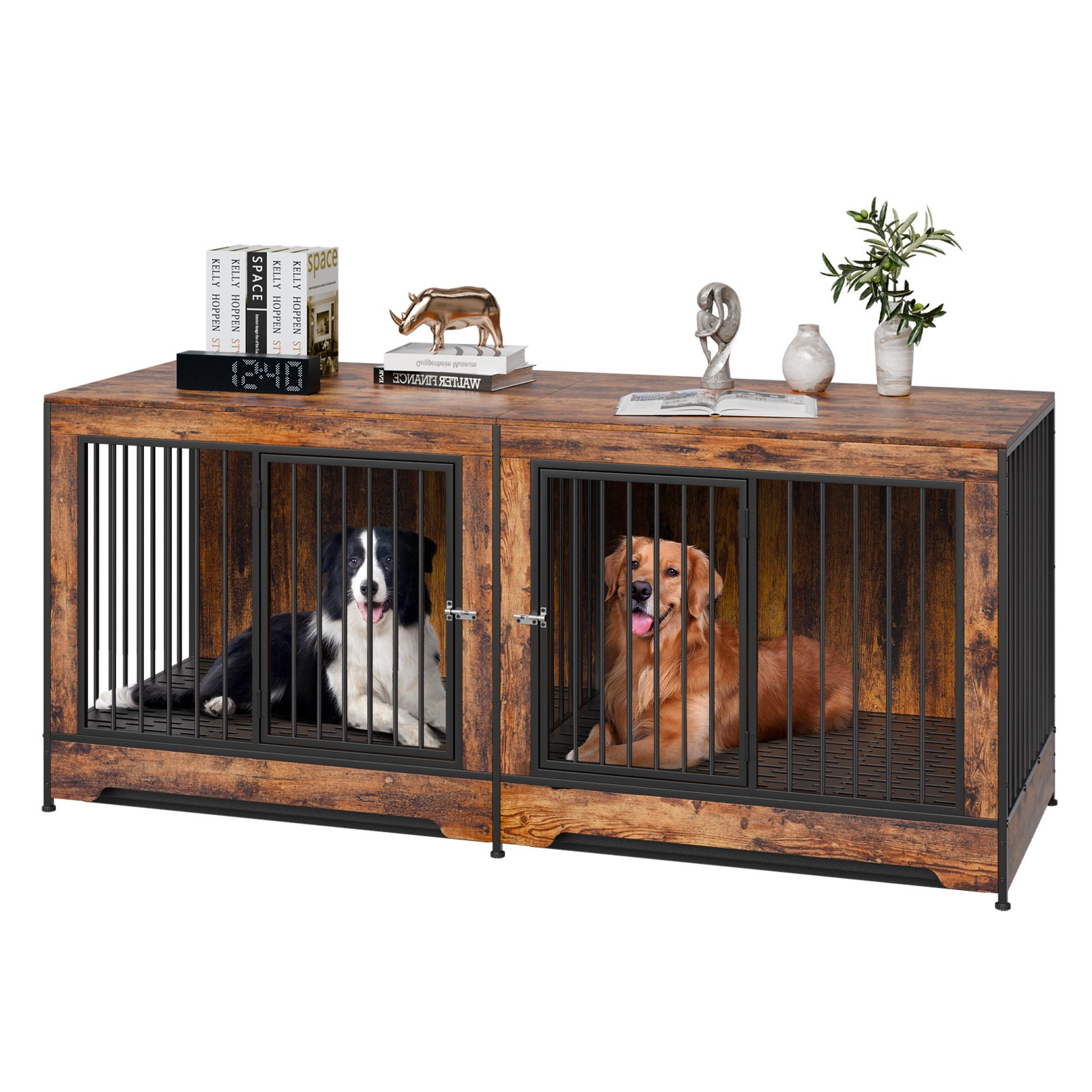 Jaula Perro, 1901x670x824 mm, Mueble de Madera, Multiusos, Doble Puerta ...