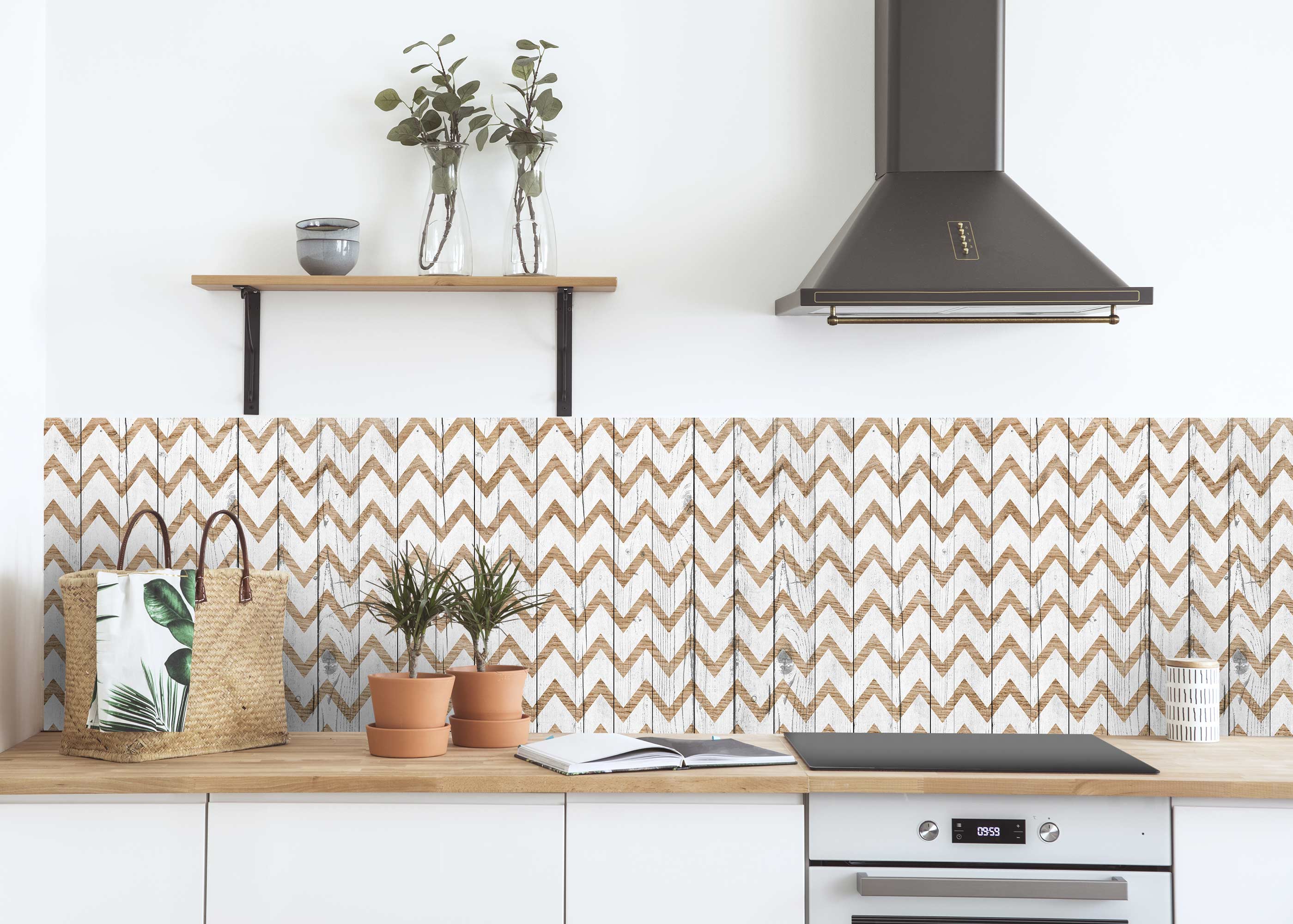 Rollo sticker blanco y madera 2 100x100 cm | Leroy Merlin