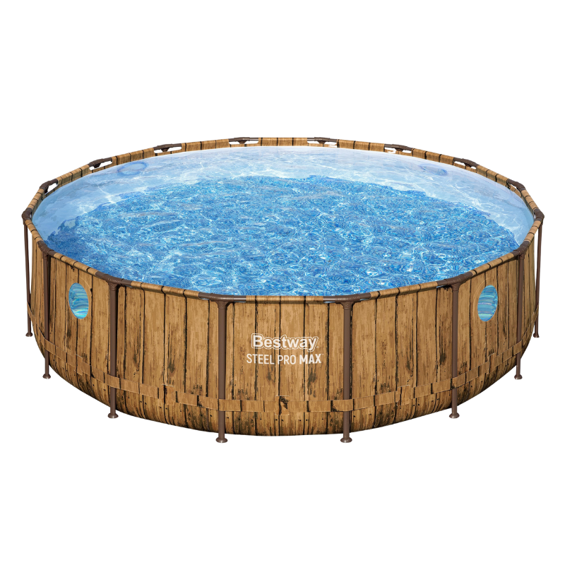 Bestway Piscine hors sol Ronde Steel pro max Swim Vista Motif bois 488 ...