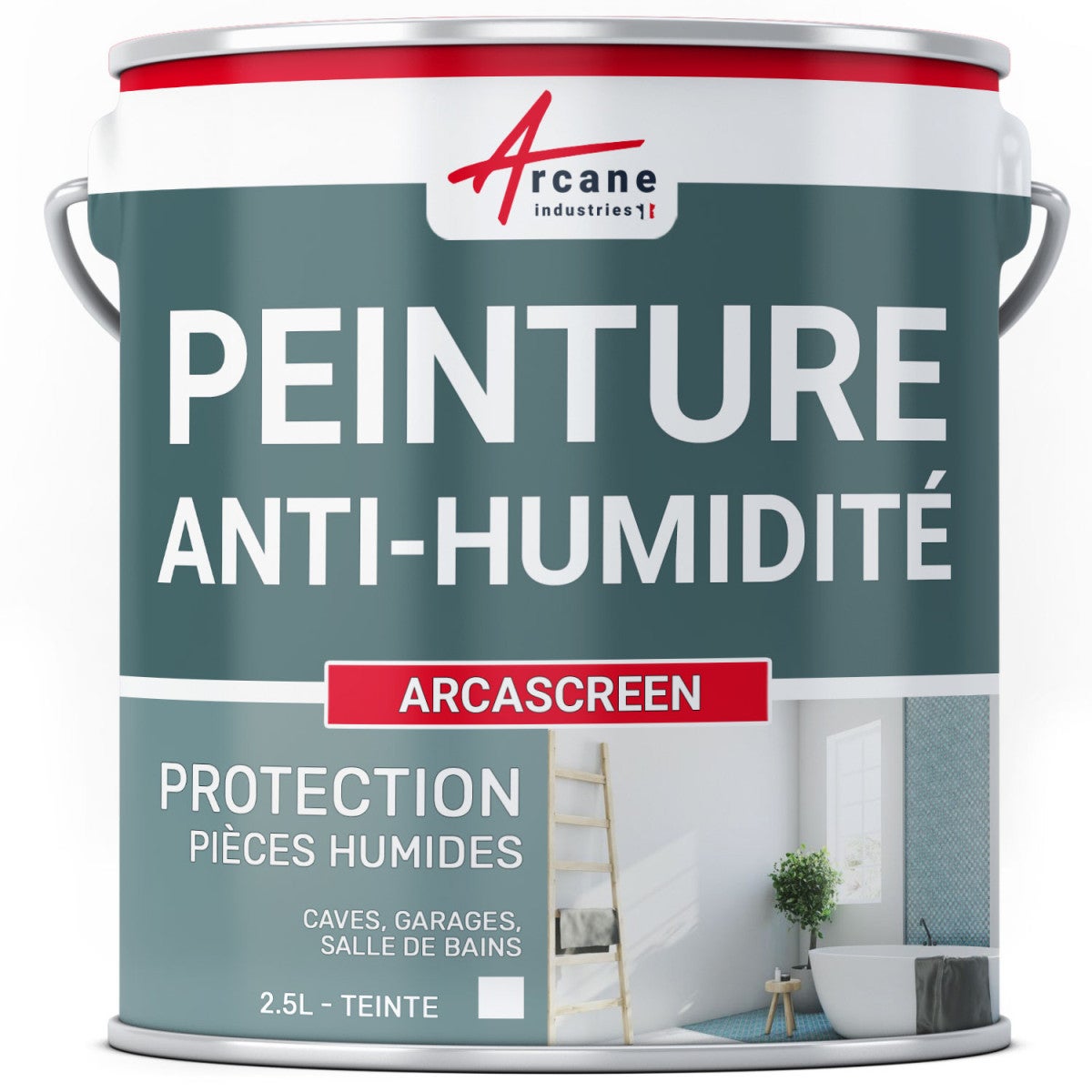 Peinture anti humidité mur humide salle de bain - ARCASCREEN - 2.5 L ...