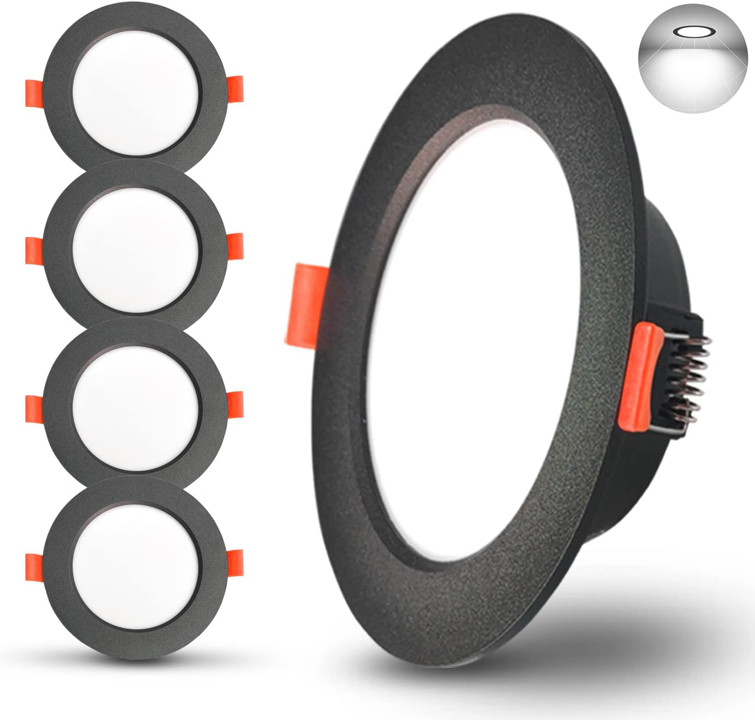 GLAMARIS 5 Pack Spot Led Encastrable Noir Extra Plat, 9W, IP44, Blanc Froid 6000K Rond ultraslim ...