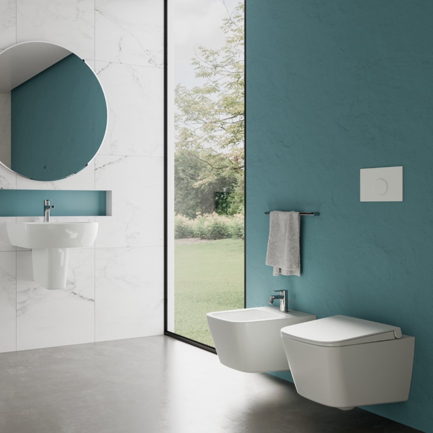 Coppia Sanitari Sospesi Ceramica Dolomite Collezione Mia 54x36 cm con Softclose | Leroy Merlin
