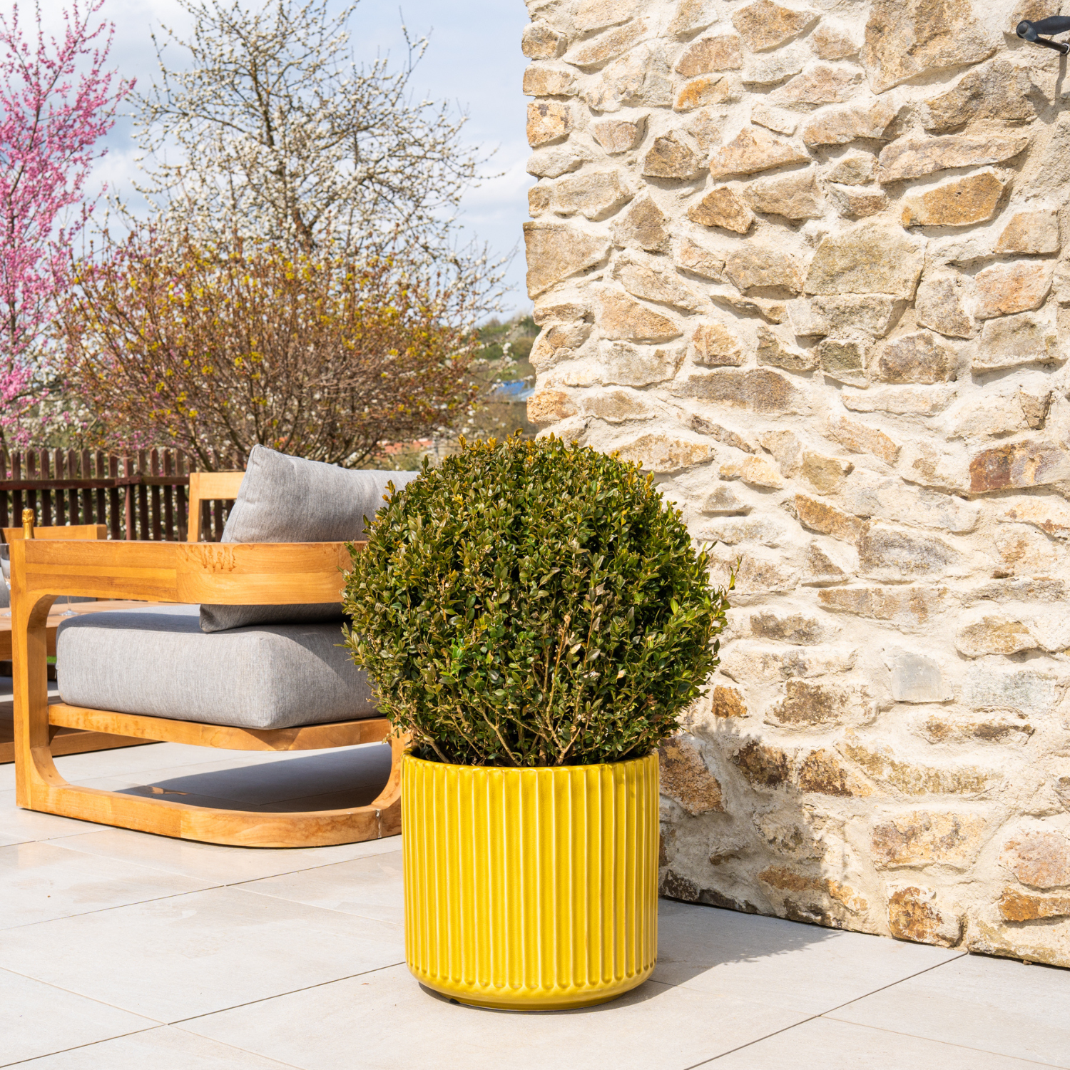 Pot grande taille d'extérieur LONDON 35x33cm héliodore, en terre cuite ...