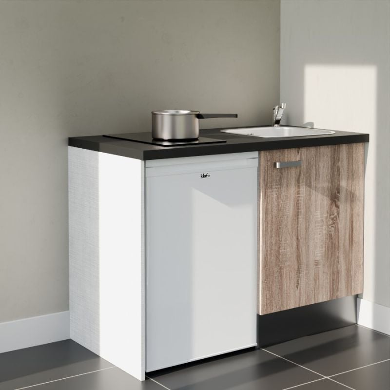 Kitchenette K08L-PT - 120 cm - plan stratifié, évier inox, - Façade ...