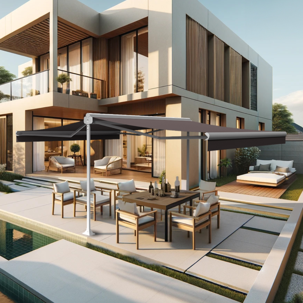 Store banne double-pente DRAGOSTE 6.00m x 3.00m x 2 (Manuel - Toile ...