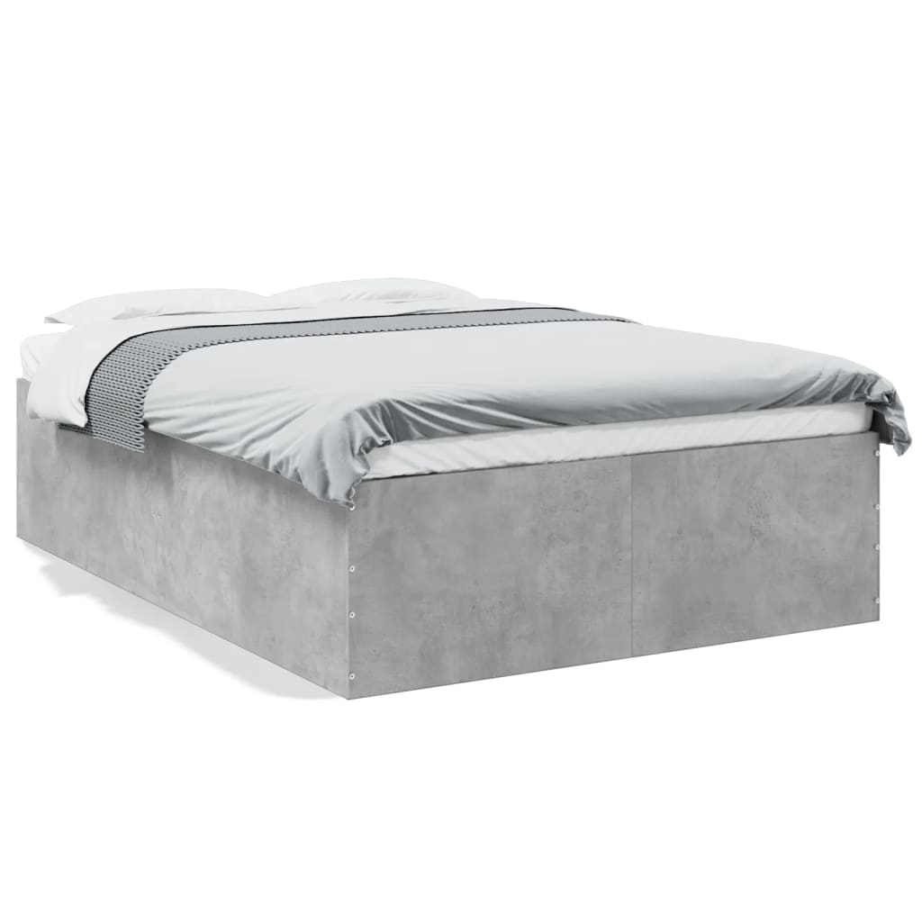Lit double | Lit adulte | Cadre de lit gris béton 135x190 cm bois d ...