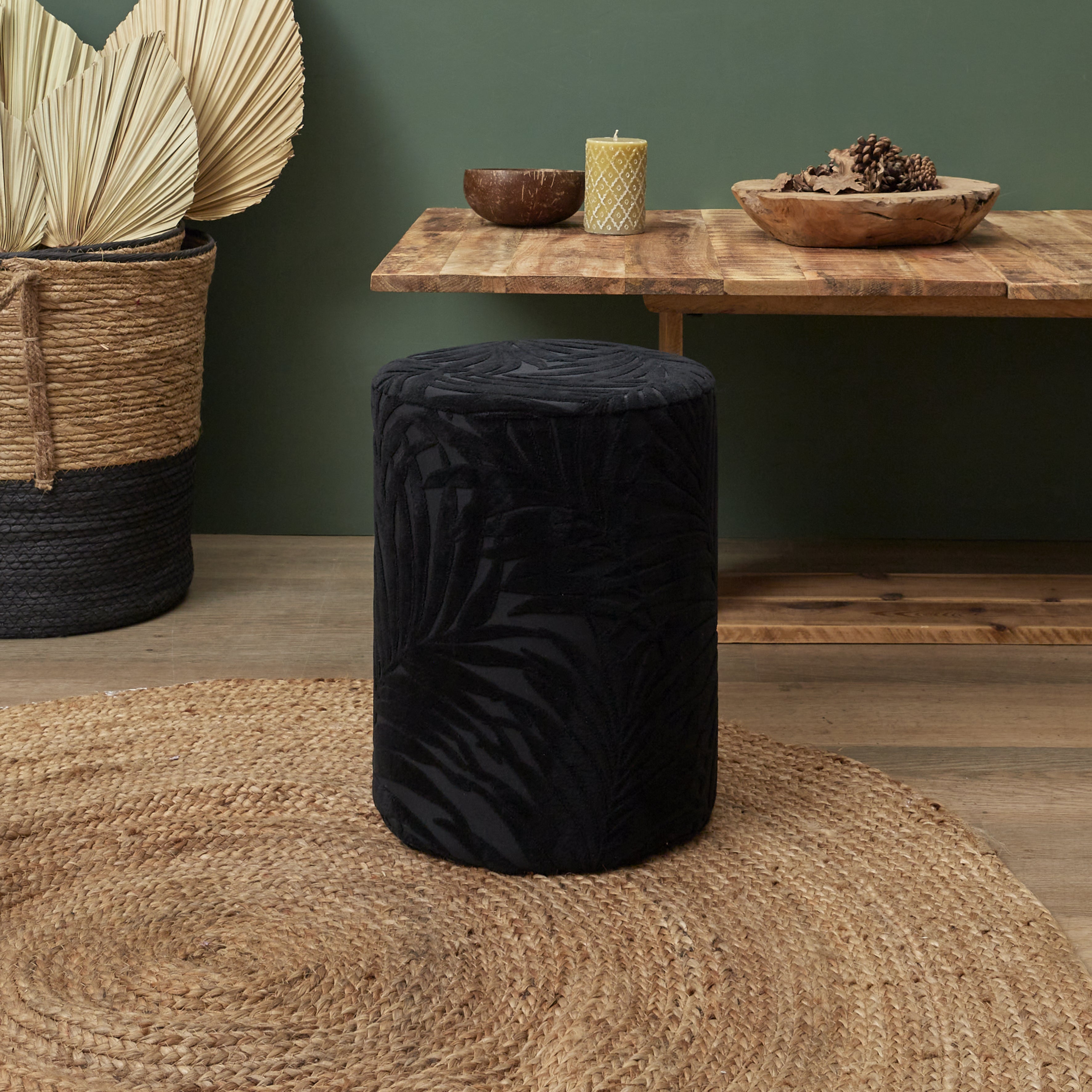Pouf - HOME DECO FACTORY - Noir | Leroy Merlin