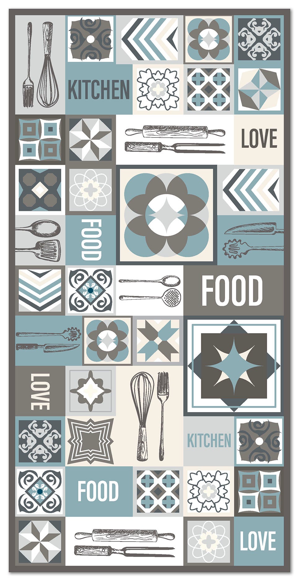 Panorama Tapis du Sol - Modèle Collage Mots Carrelage Bleu 160x230 cm ...