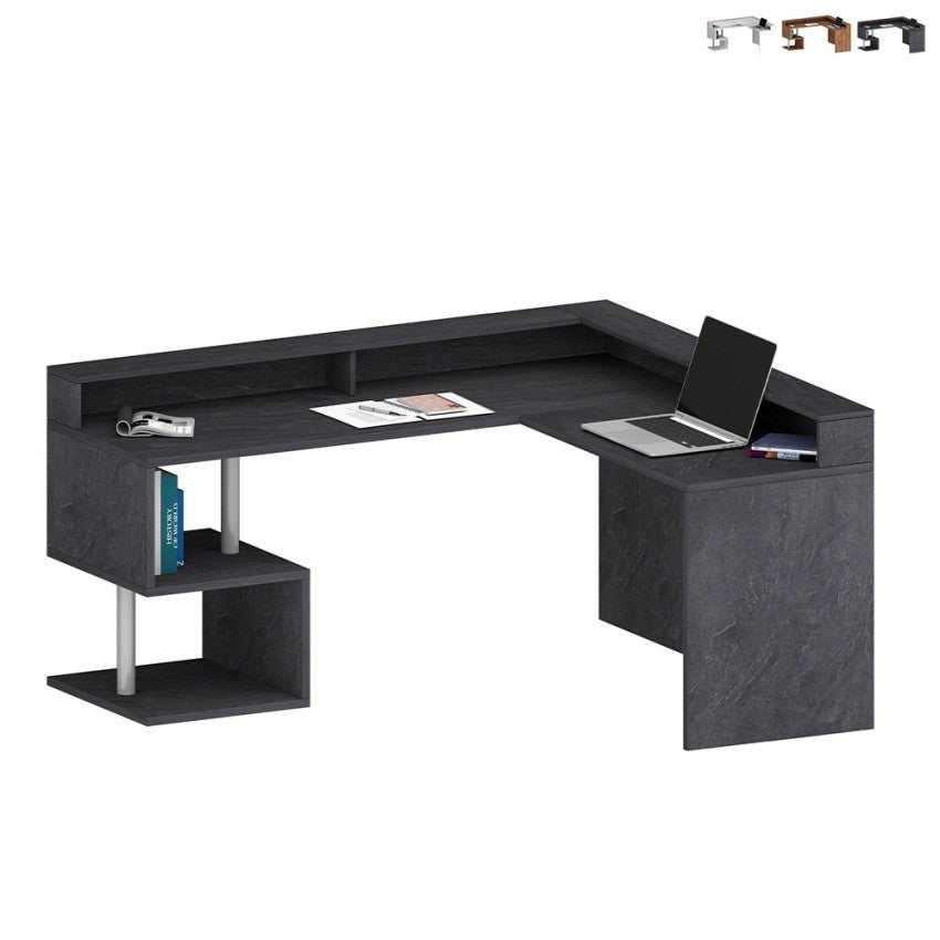 Bureau d'angle moderne pour maison et bureau avec rehausse Esse 2 A ...