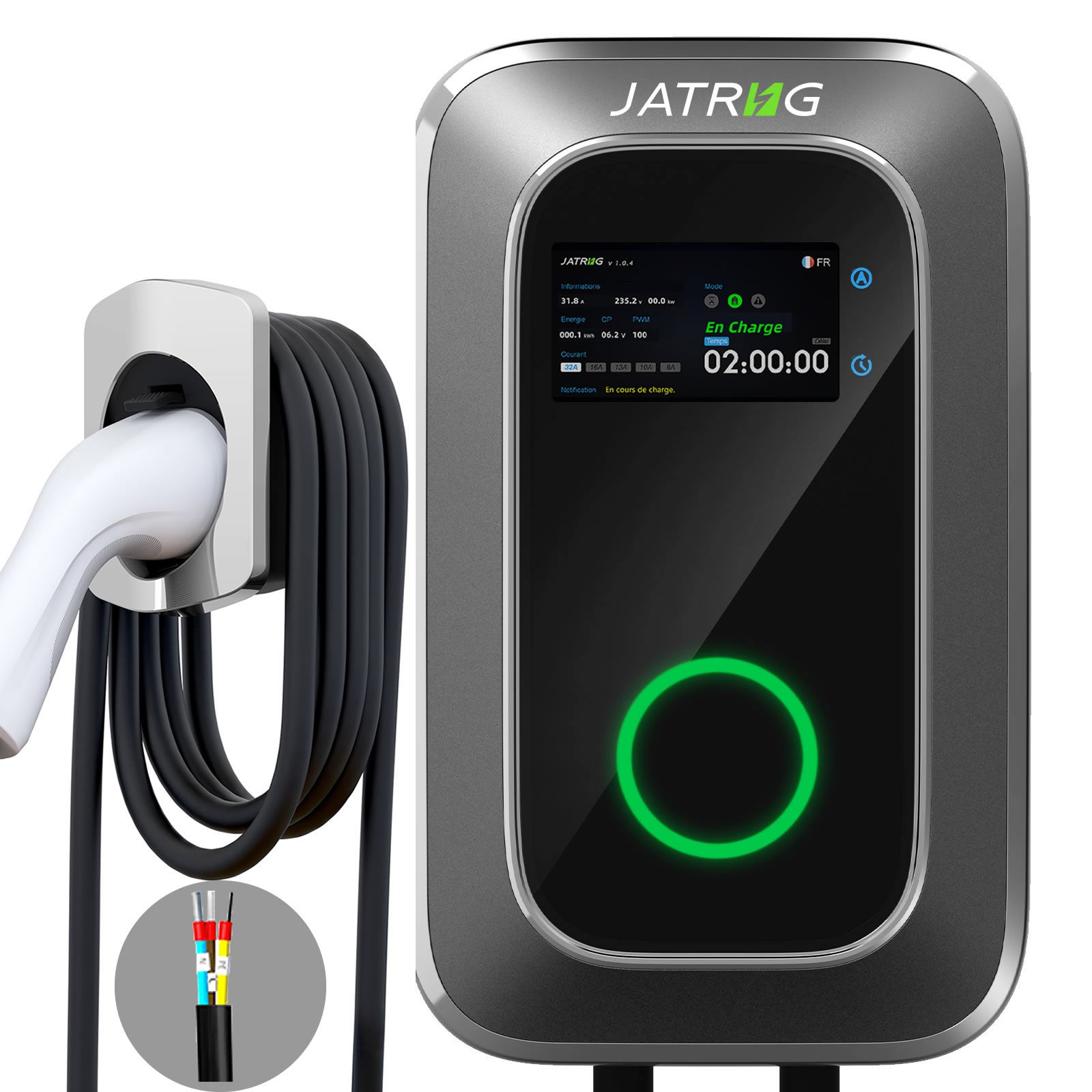 JATRHG S1 Borne de Recharge pour Véhicule Électrique 7kW 8M 32A ...