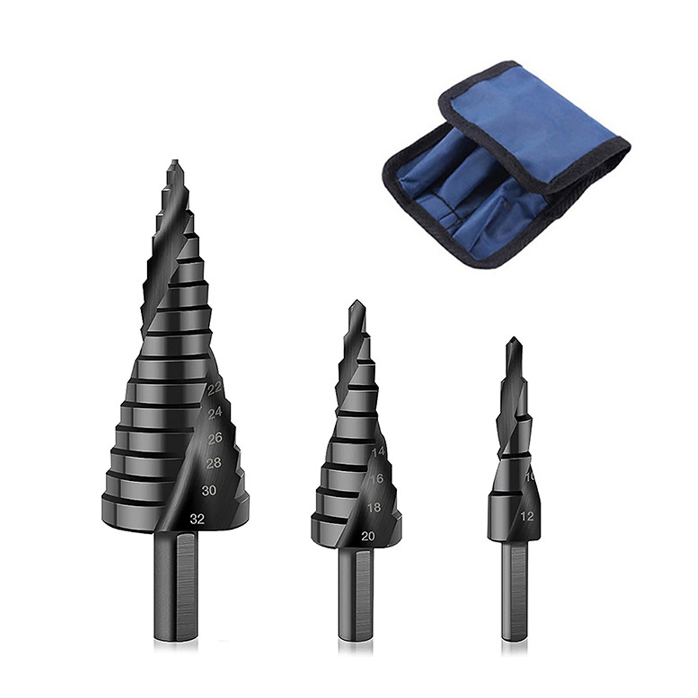 Jeu de 3 forets étagés en acier rapide, tige triangulaire cannelée en ...