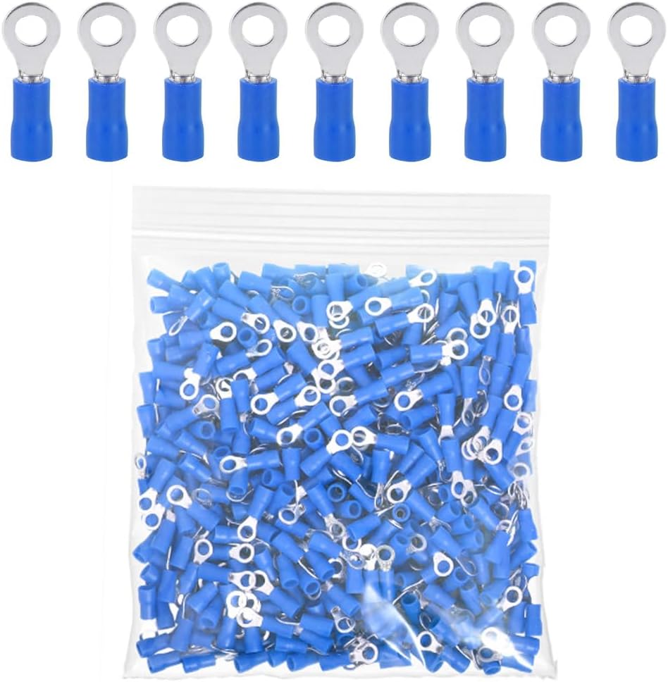 RV2 100 bleu anneau en cuivre connecteur terminal isolé 14-16 Ga fil à sertir kit de câble à ...