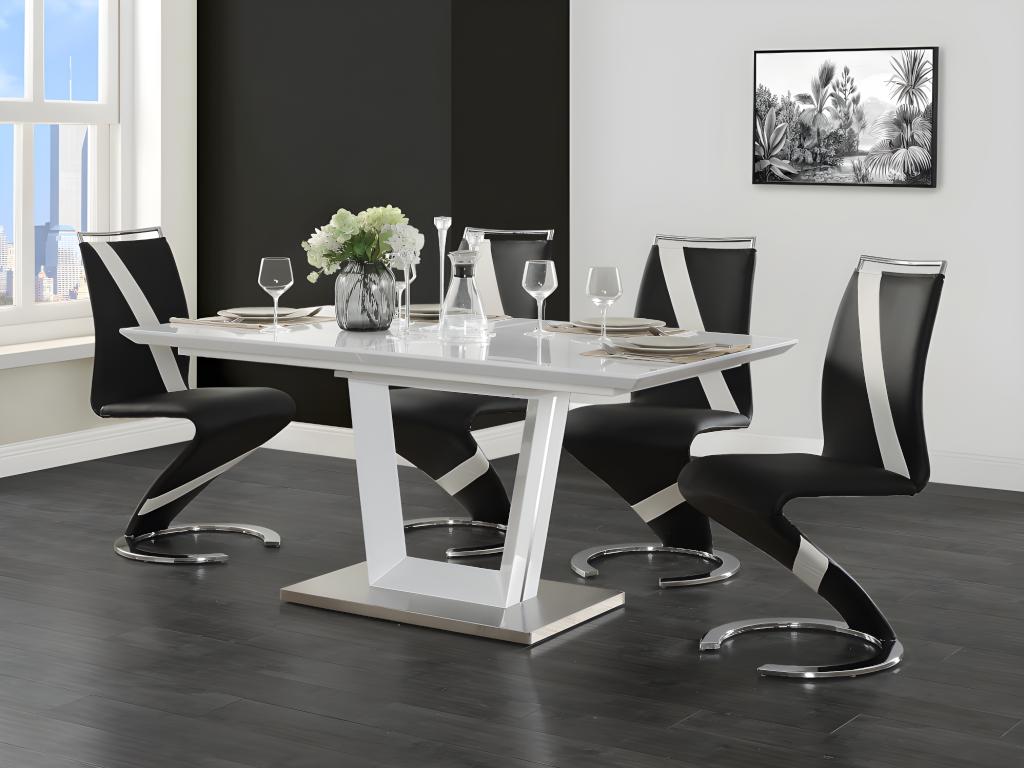 Table à manger extensible ALIA - 6 à 8 personnes - MDF laqué - Blanc ...