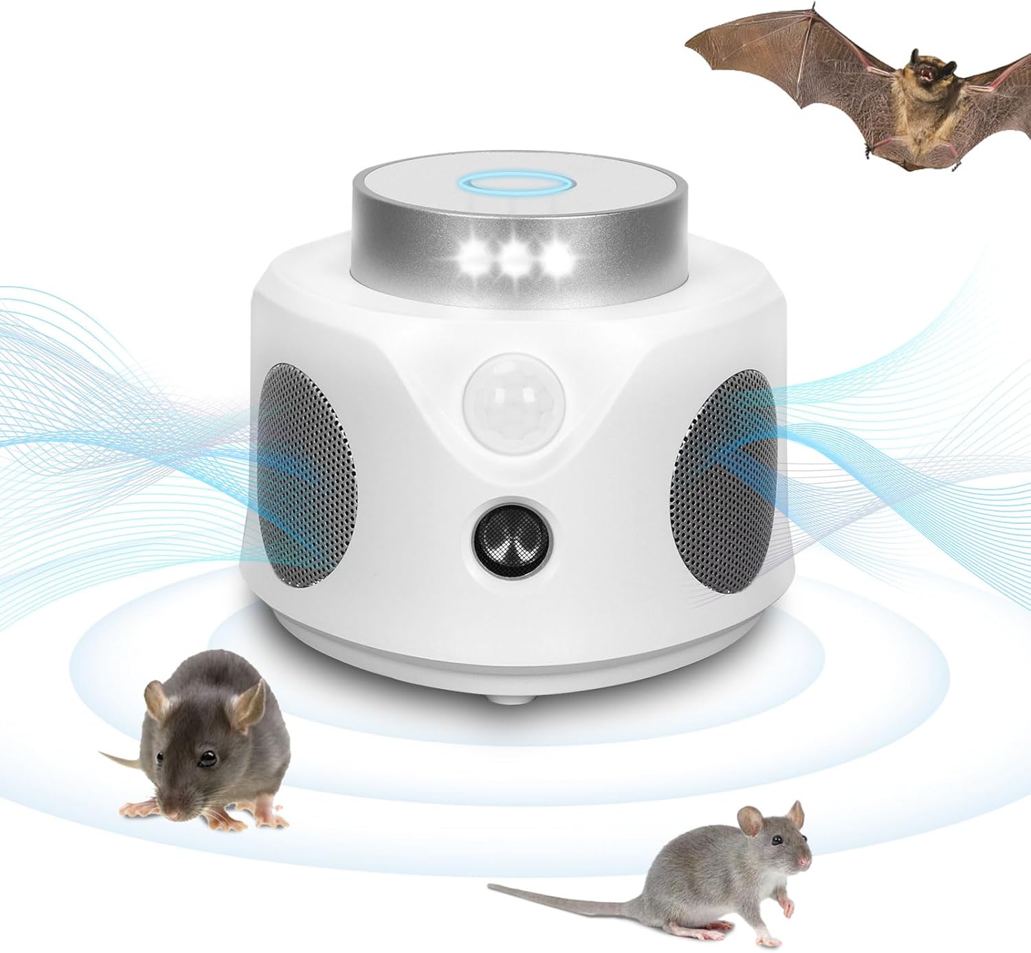 Répulsif Ultrasons Anti-Souris 360° – 9 Lumières Stroboscopiques, 3 ...
