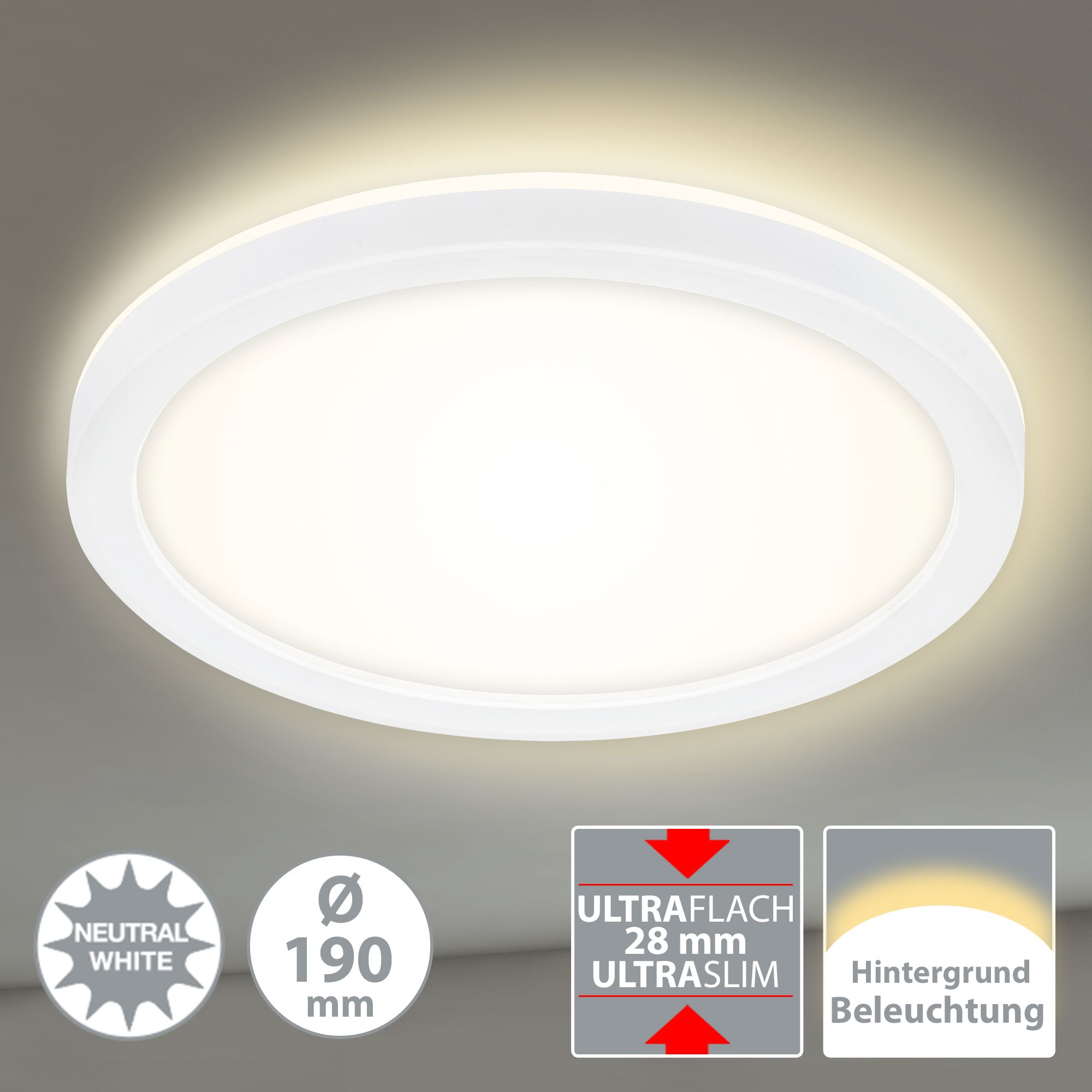 Briloner Leuchten - Effet De Rétro-éclairage Du Panneau Led 12w Ø19cm ...