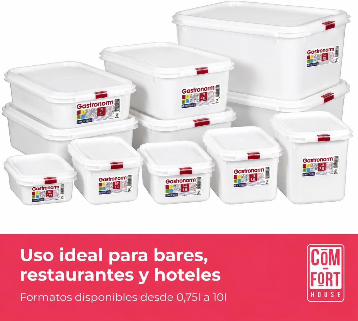 COM-FORT HOUSE Tupper Hermético Rectangular 6,8L Pack 6 - Recipientes ...