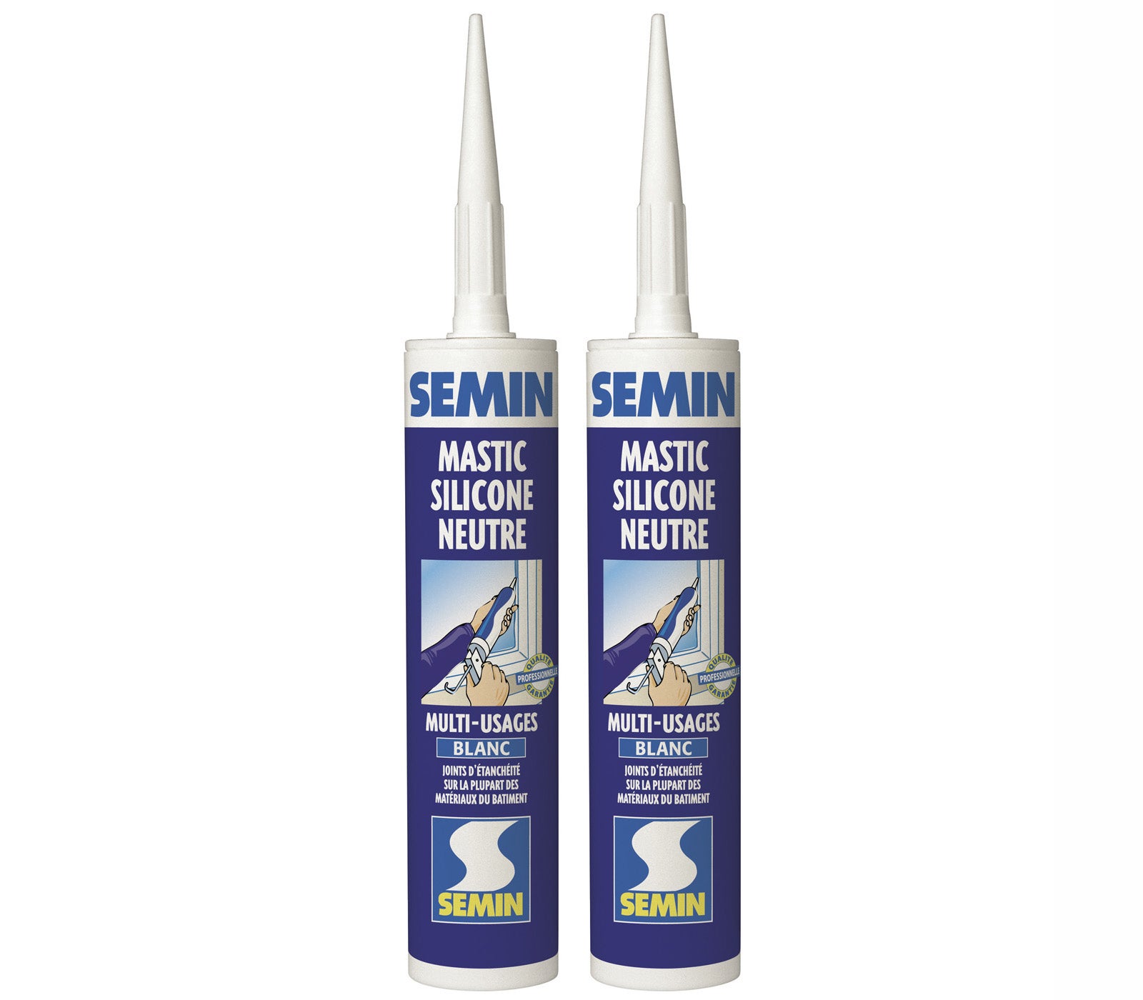 Lot de 2 silicones neutre PVC blanc multi usages pour les joints d ...