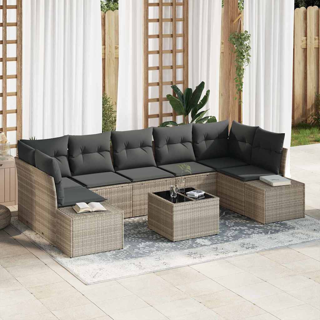 Salon bas de jardin en polyrattan Gris 7 personnes | Leroy Merlin
