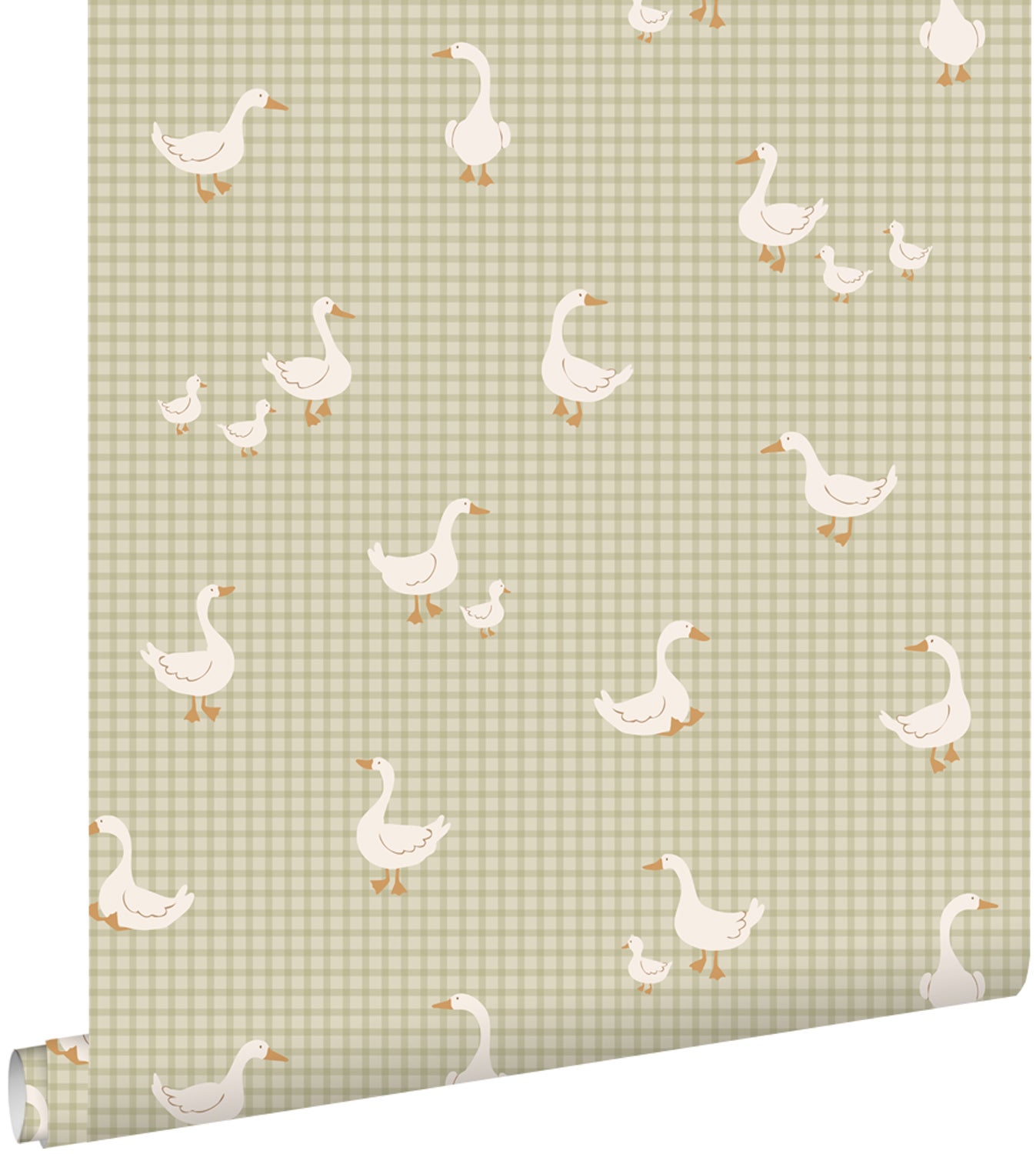 Papier peint oies vert grisé - 50 x 900 cm - ESTAhome | Leroy Merlin