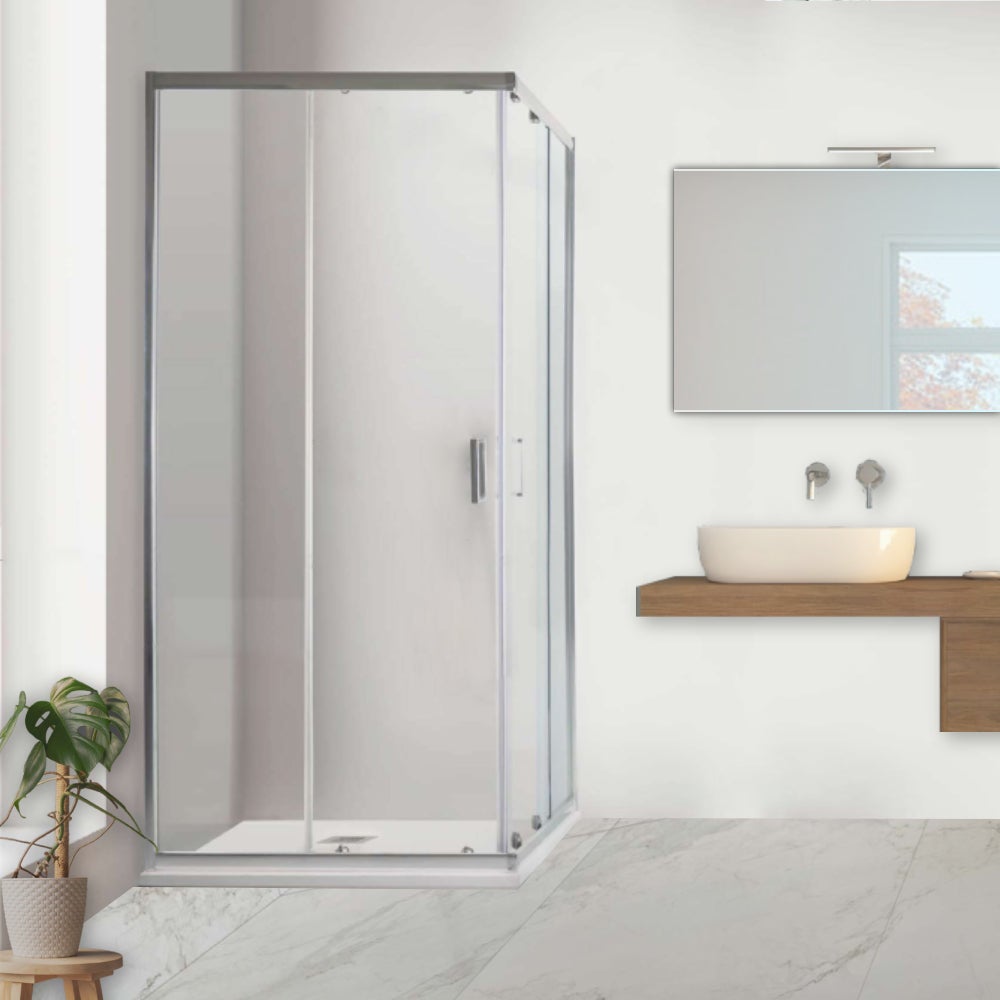 Box doccia 90X120 H195 da 6mm profilo in alluminio cromo e cristallo ...