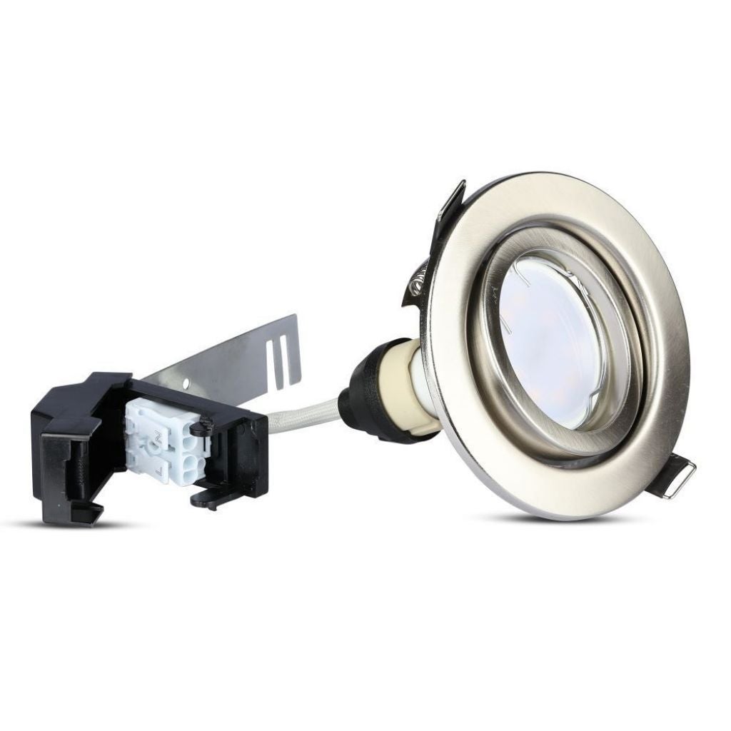 Support de spot LED encastré rond 5W avec GU10 Satin Nickel Couleur ...