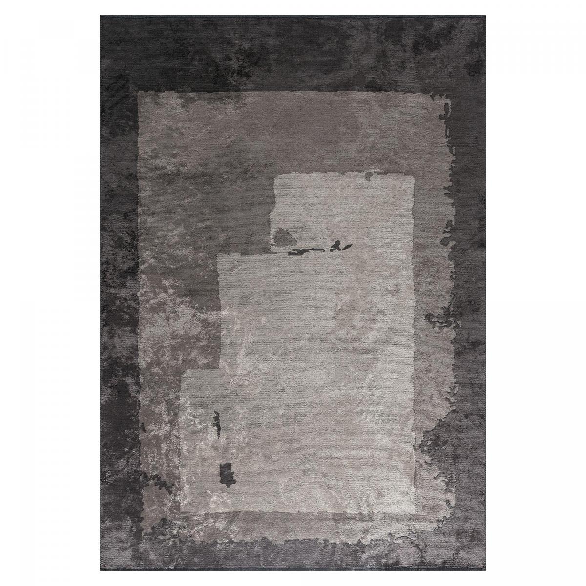 Tapis kilim 200x300 rectangle tissé en coton gris motif abstrait ...