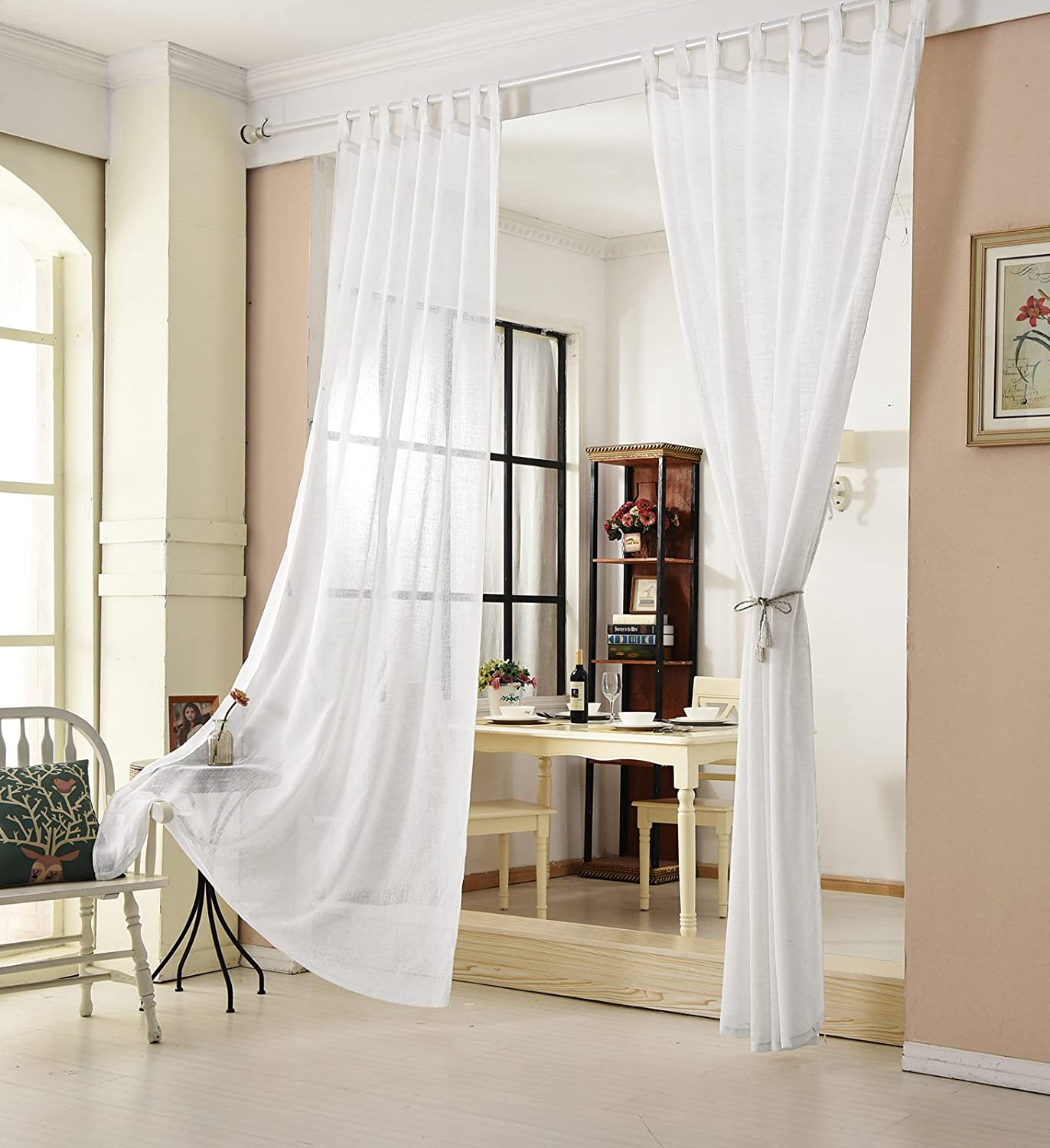 WOLTU 2 pièce Rideau Voilage, décoration pour fenêtre, Suspension à ...