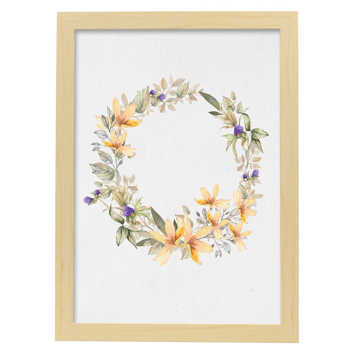 Poster De Coronas Florales. Lamina Corona Floral Amarilla, Ilustrada ...