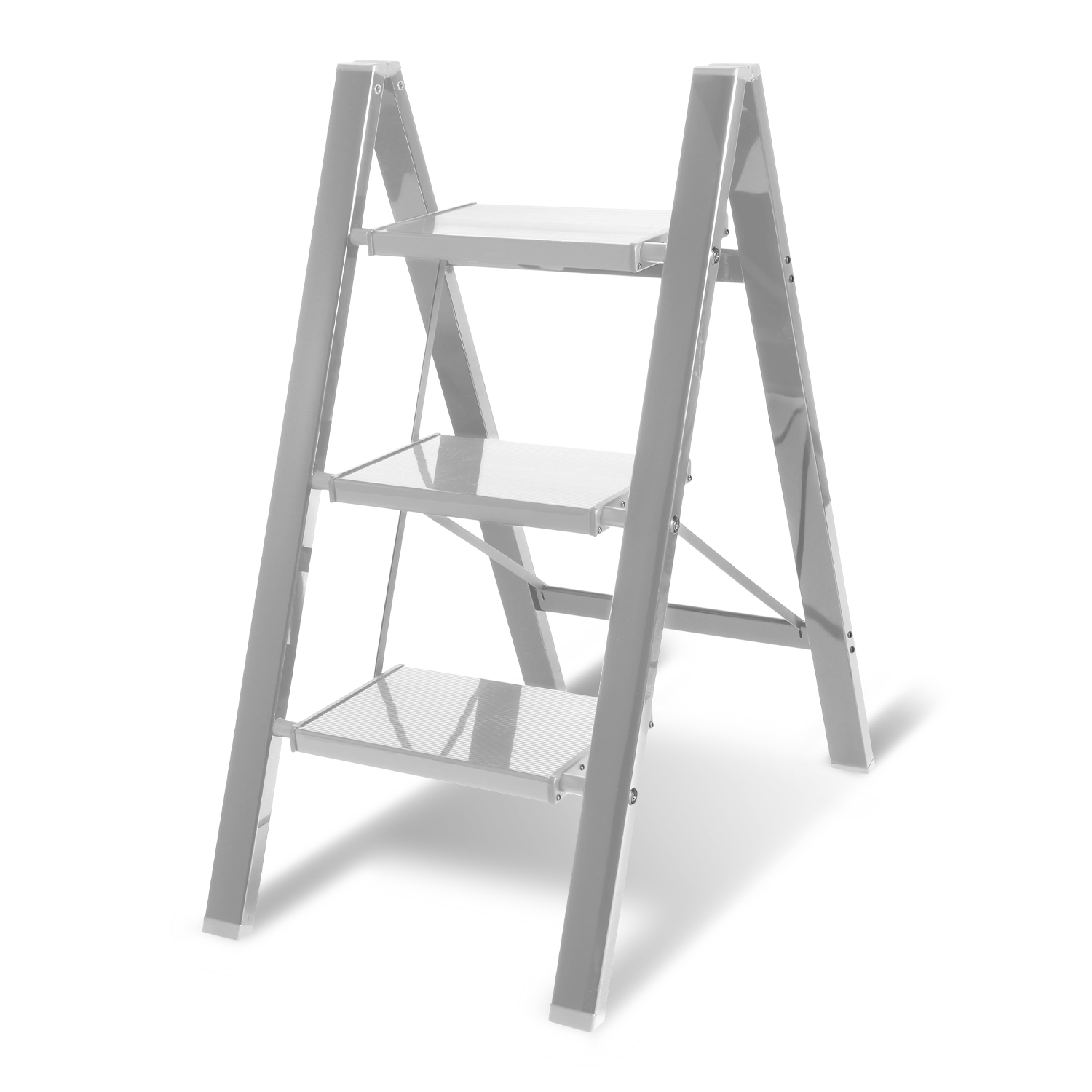 Escabeau Pliant,Échelle en alliage d'aluminium 150kg capacité - 3 marches Argent, environ 84.5CM ...