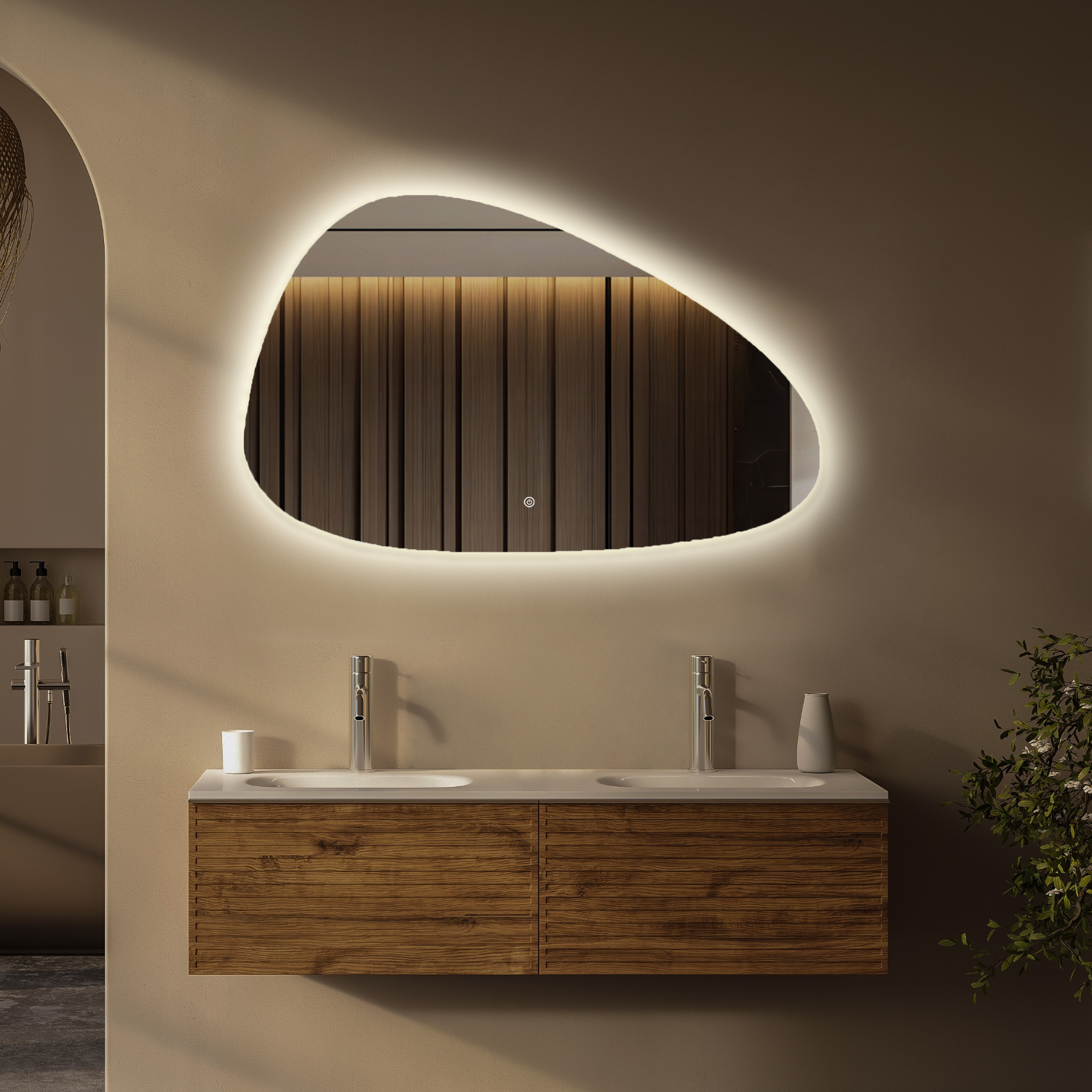 LOMAZOO Miroir salle de bain Sevilla avec LED 120 x 75 cm asymétrique ...