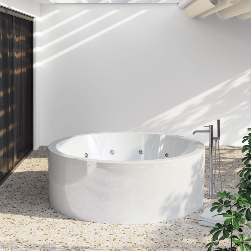 Baignoire balnéo ronde NOA blanche Ø 190 cm - Tablier inclus Confort ...