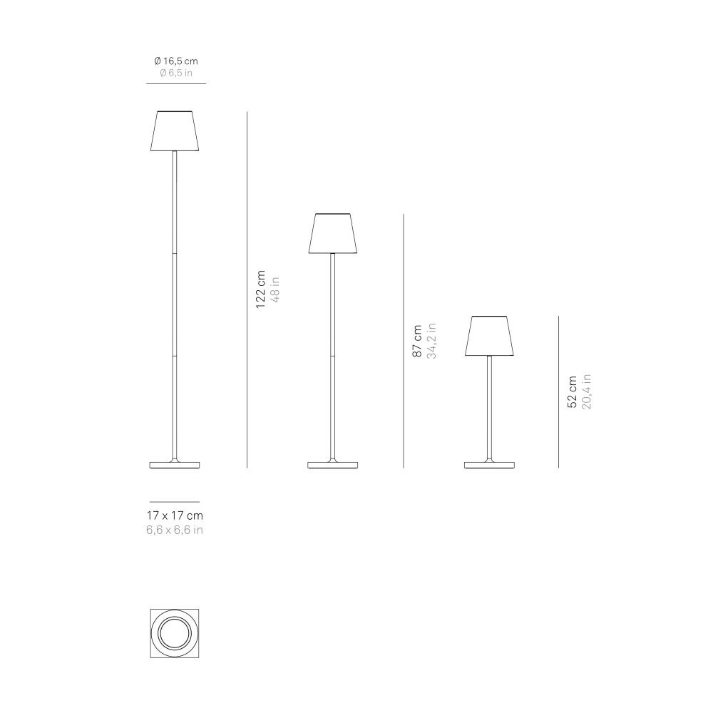 Lampe LED rechargeable et dimmable Poldina Pro L Corten 122cm avec ...